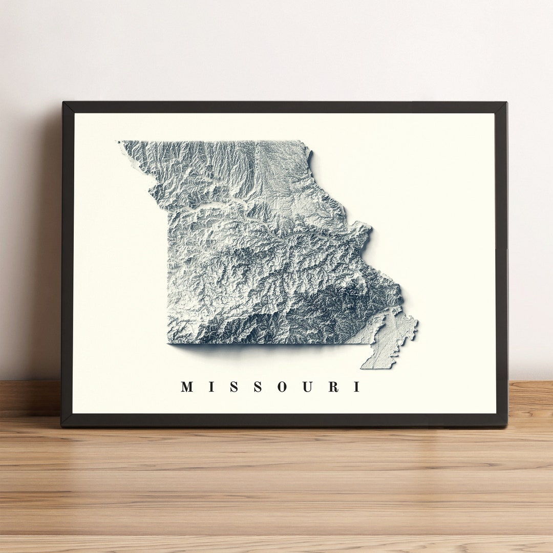Missouri Map set With Two Maps, Missouri Shaded Relief Map, Missouri ...