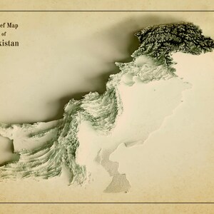 Pakistan Map Pakistan Relief Map Pakistan Topo Map Pakistan Print ...
