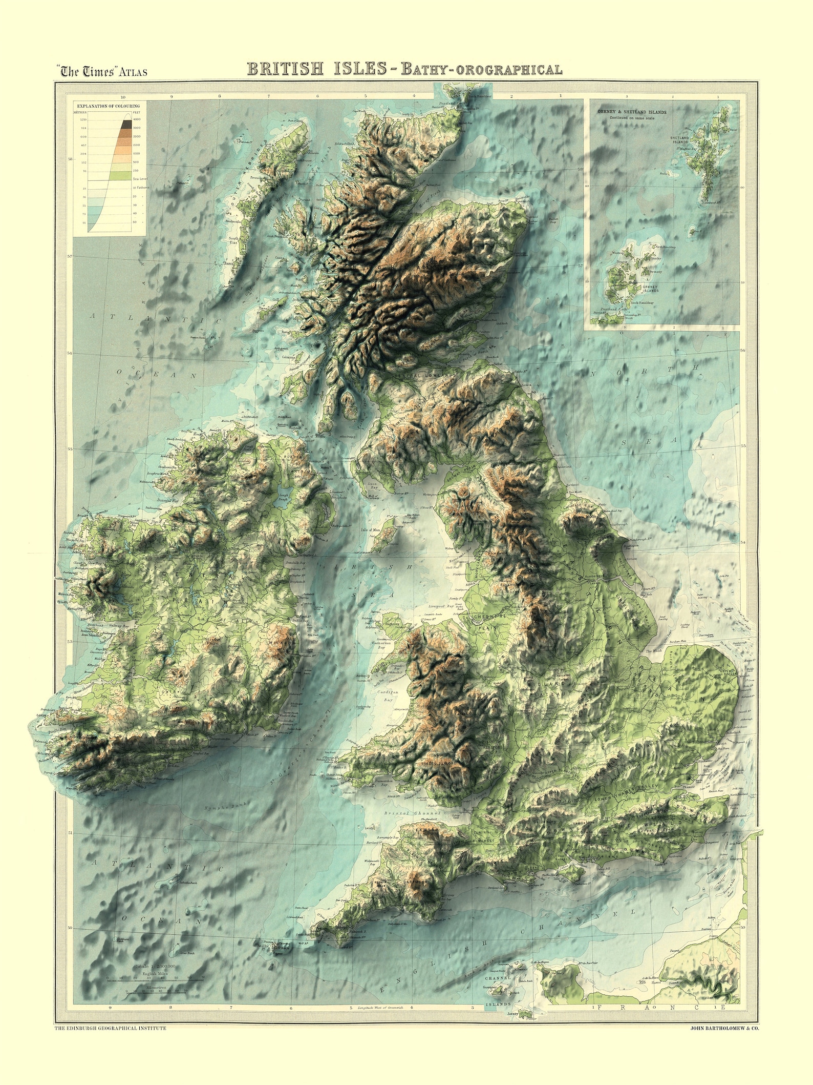 British and Irish Isles Map British Islands Topobathy Map - Etsy