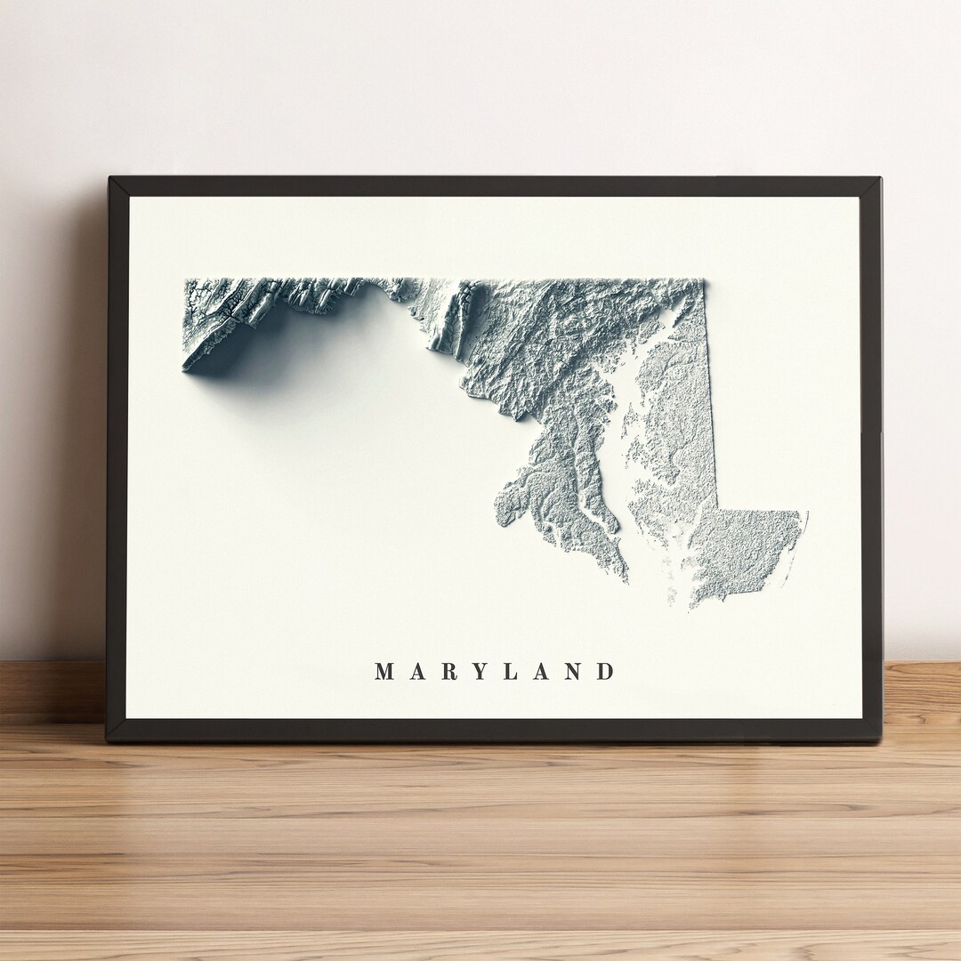 Maryland Map set With Two Maps, Maryland Printable Map, Maryland Shaded ...