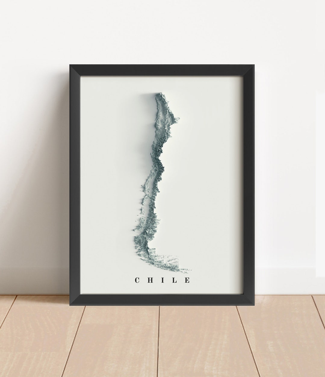 Chile Map, Chile Relief Map, Chile Wall Decor, Chile Minimalist Map ...