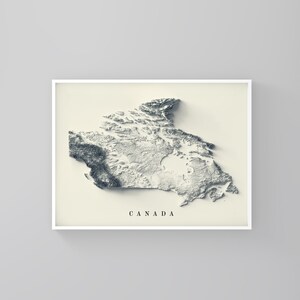 Canada Minimalist Relief Map | Canada Wall Art | Canada Framed Print ...