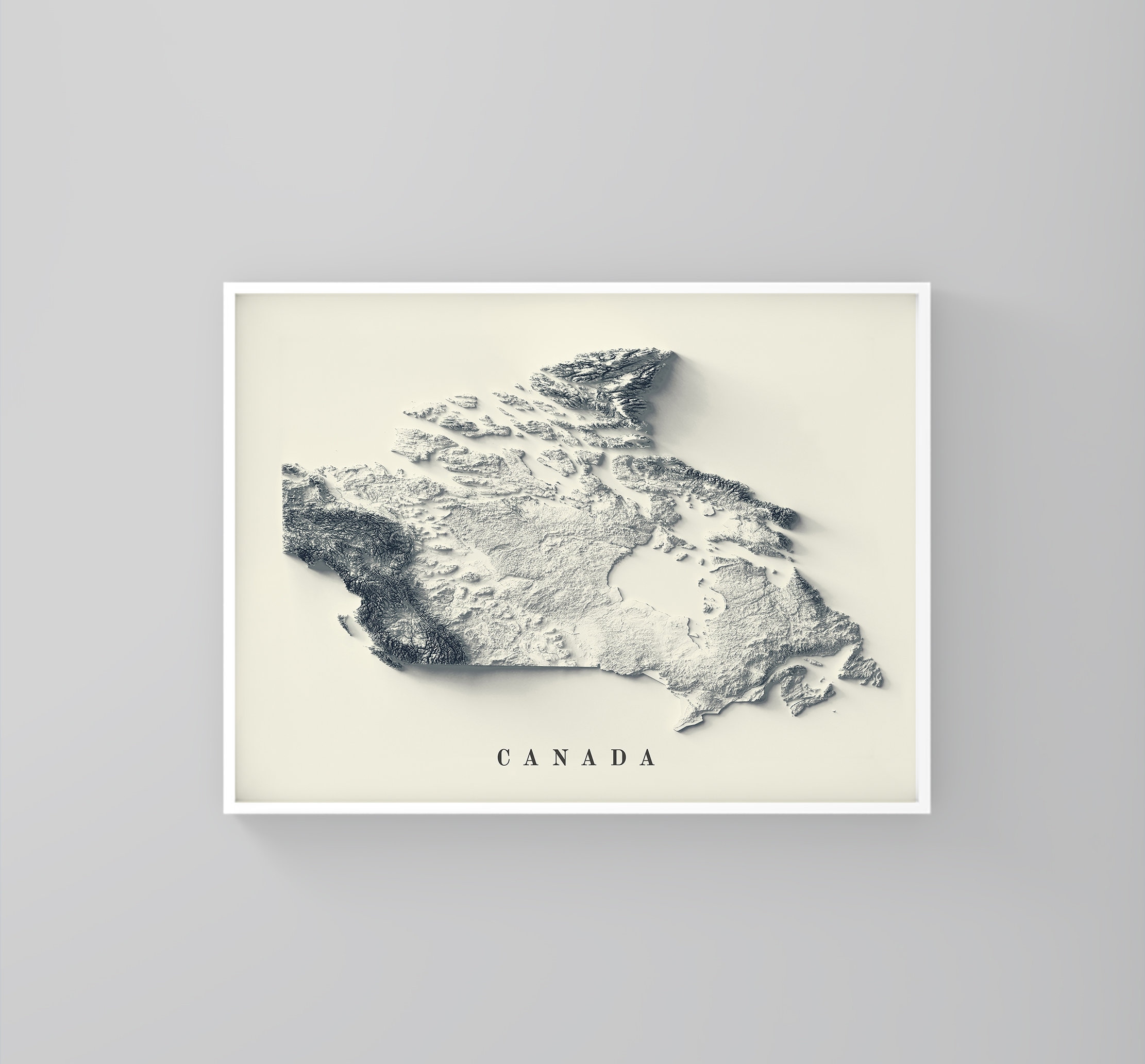 Canada Minimalist Relief Map | Canada Wall Art | Canada Framed Print ...