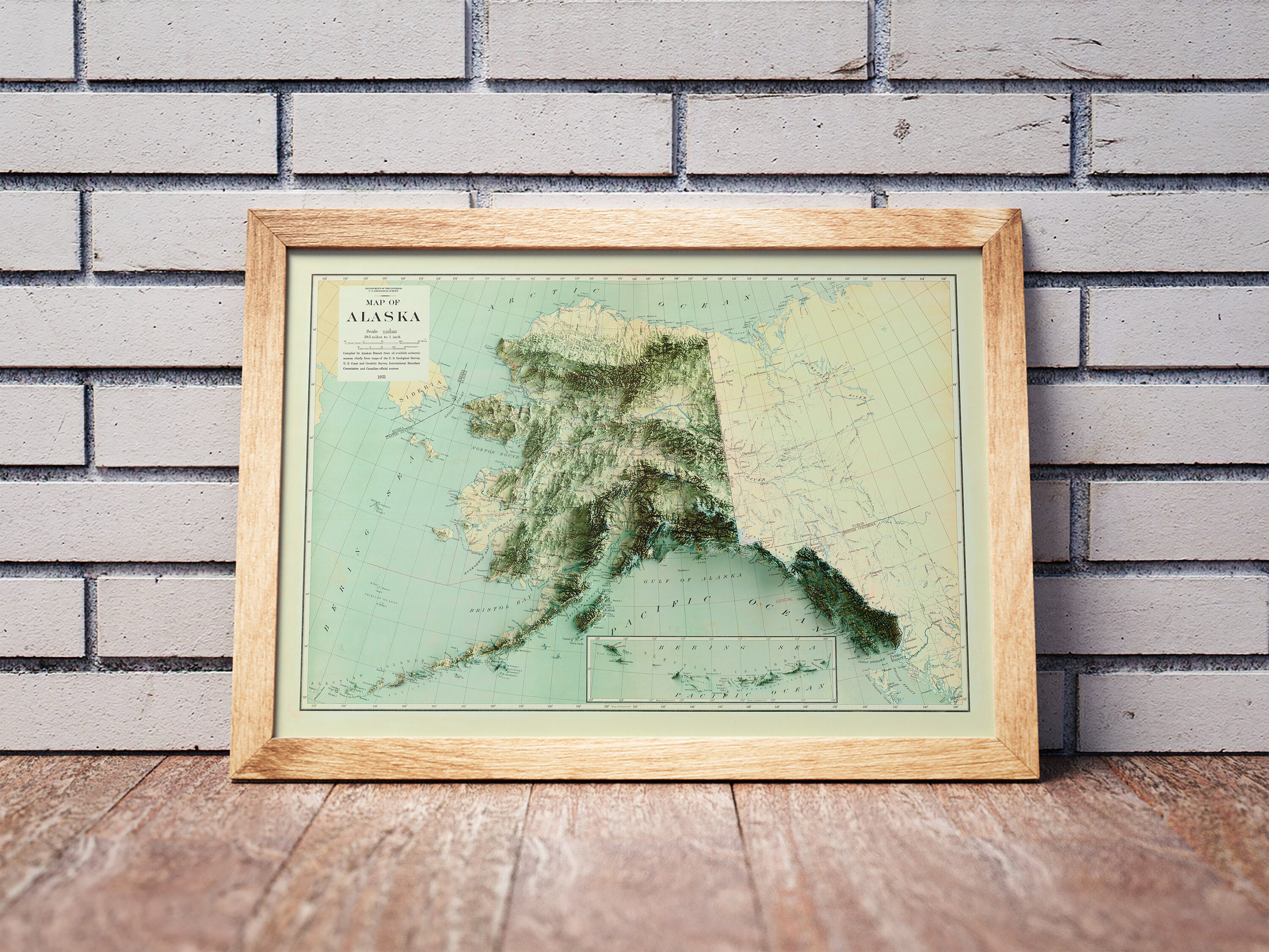 Alaska Map Relief Map of Alaska Alaska Historical Map Vintage Map of ...