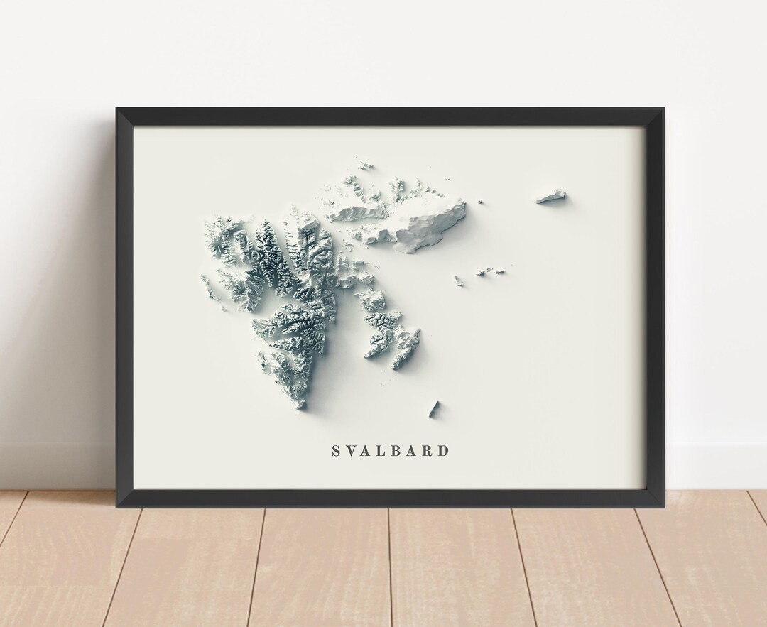 Svalbard (norway) Minimalist Relief Map | Svalbard Wall Art | Svalbard ...