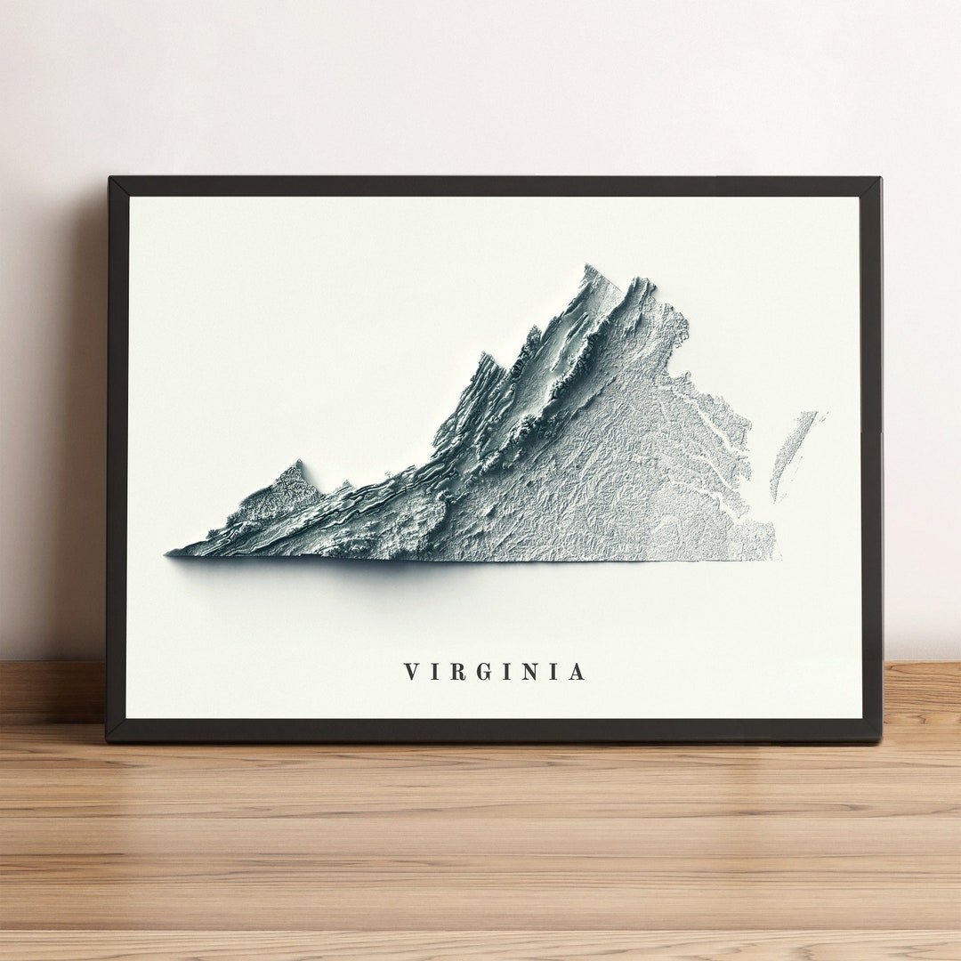 Virginia Map set With Two Maps, Virginia Relief Map, Virginia Printable ...