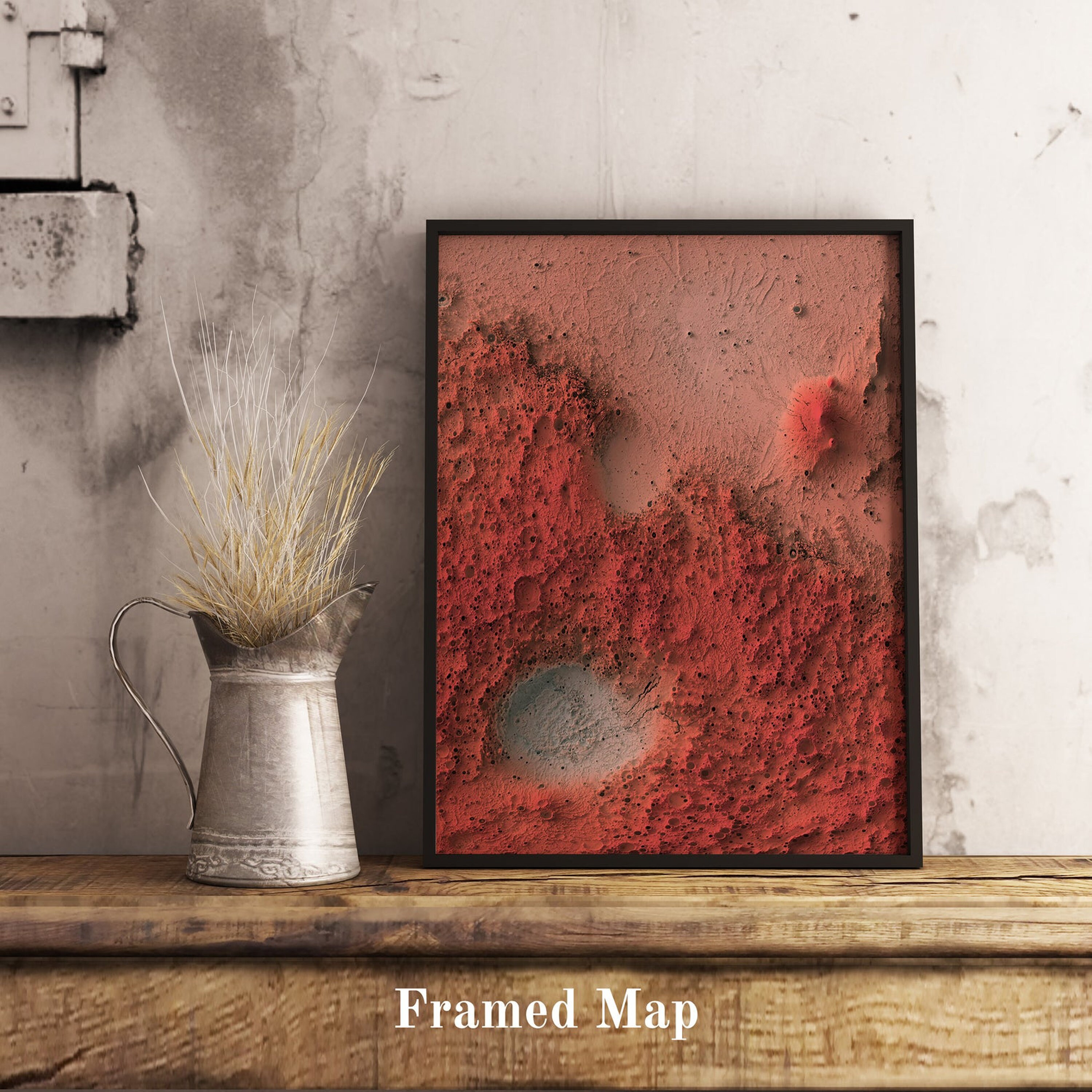 Mars Map, Mars Relief Map, Mars Wall Decor, Mars Minimalist Map, Mars ...