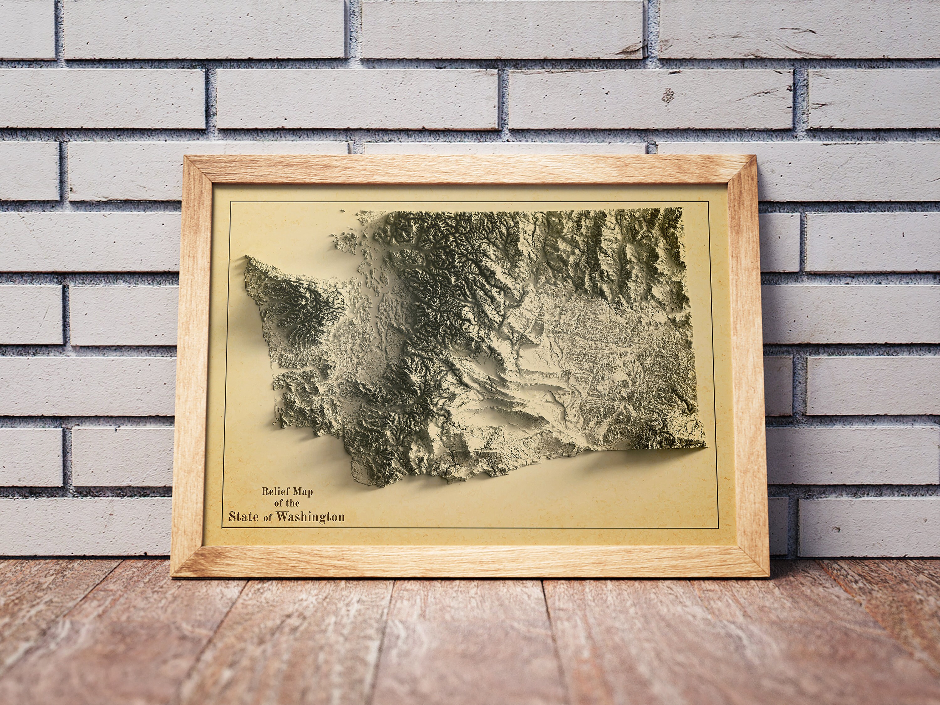 Washington Map Washington State Relief Map Washington Topo - Etsy