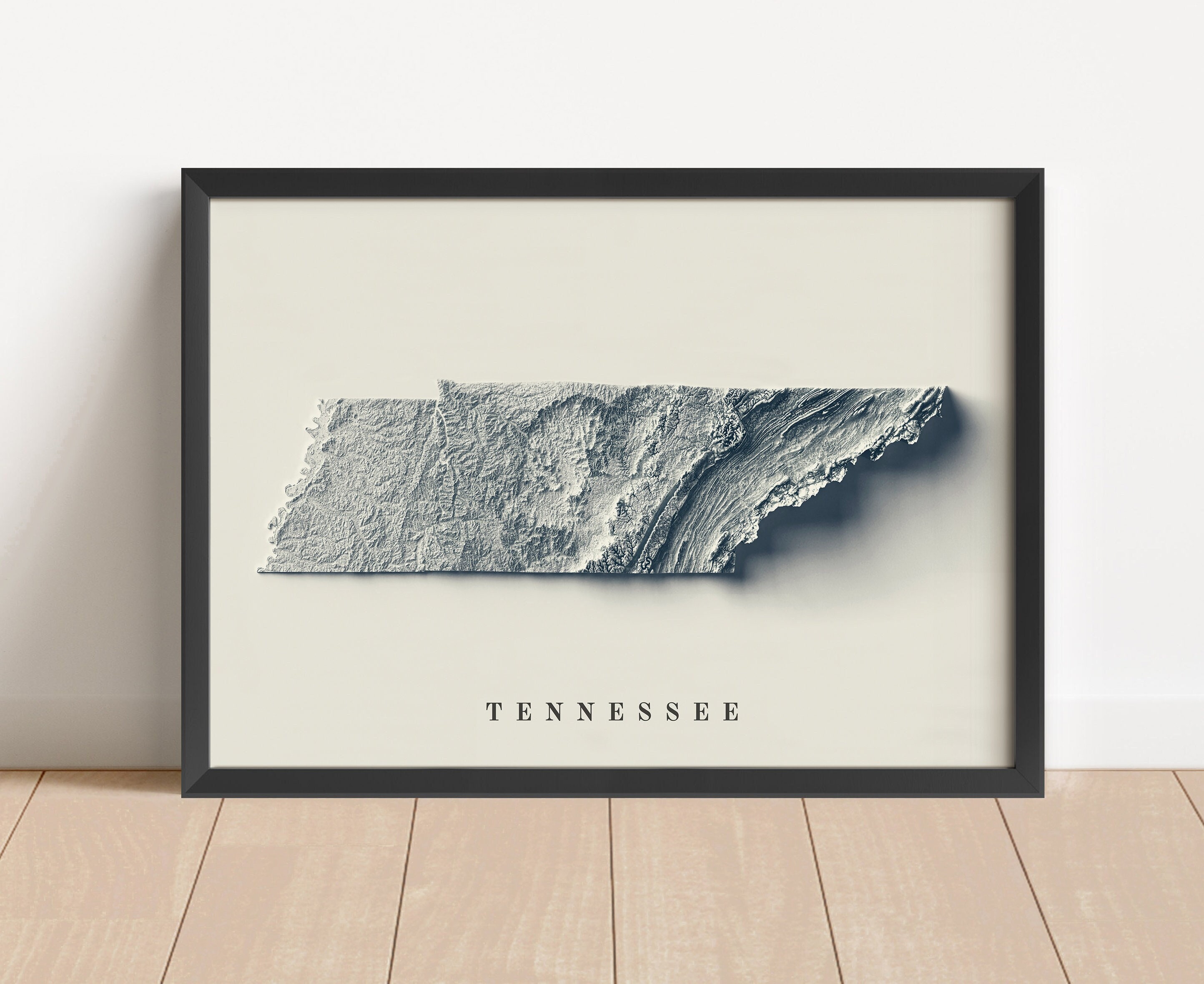 Tennessee Map, Tennessee Relief Map, Tennessee Wall Decor, Tennessee ...