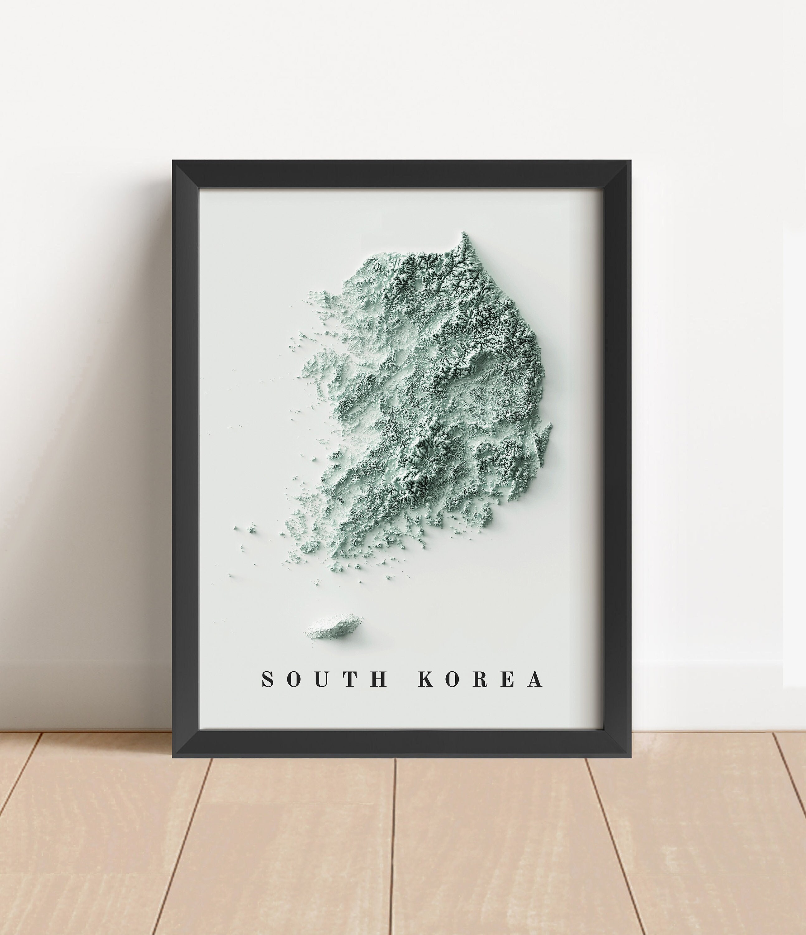 South Korea Map, South Korea Relief Map, South Korea Wall Decor, South ...