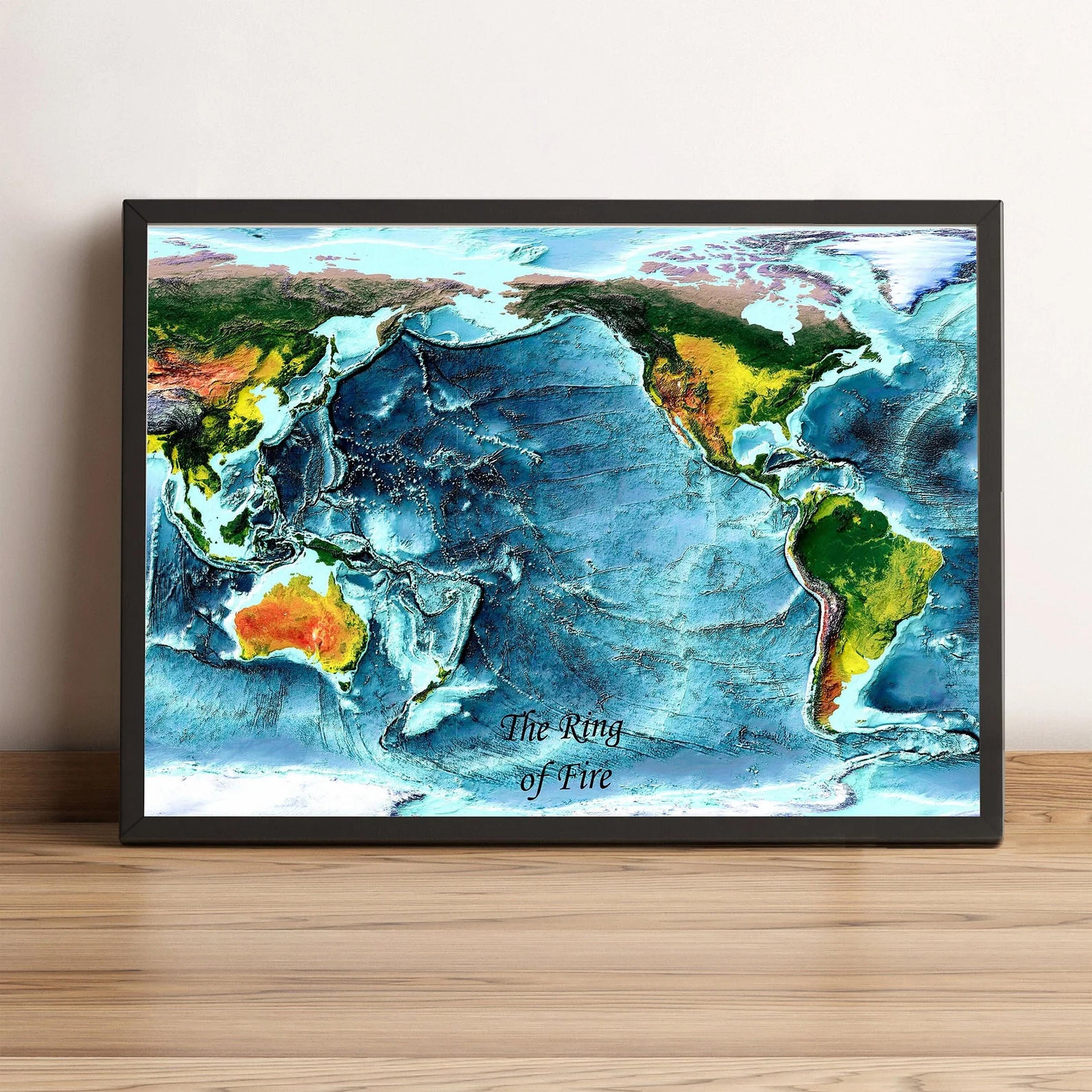 Pacific Ocean Ring of Fire Map, Pacific Ocean Relief Map, Ring of Fire ...