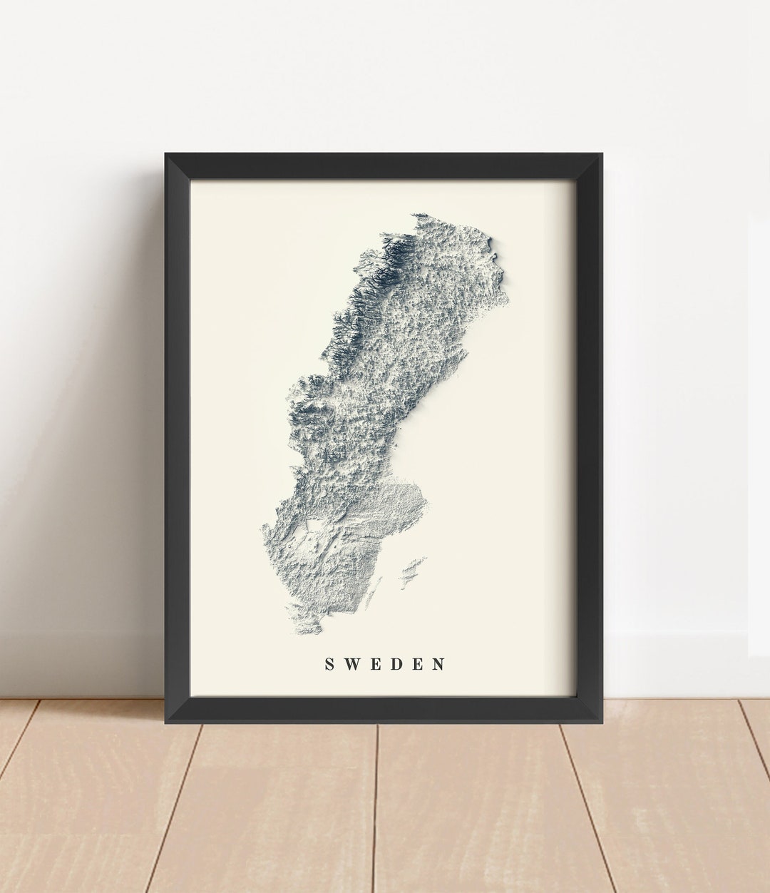 Sweden Minimalist Relief Map | Sweden Wall Art | Sweden Framed Print ...