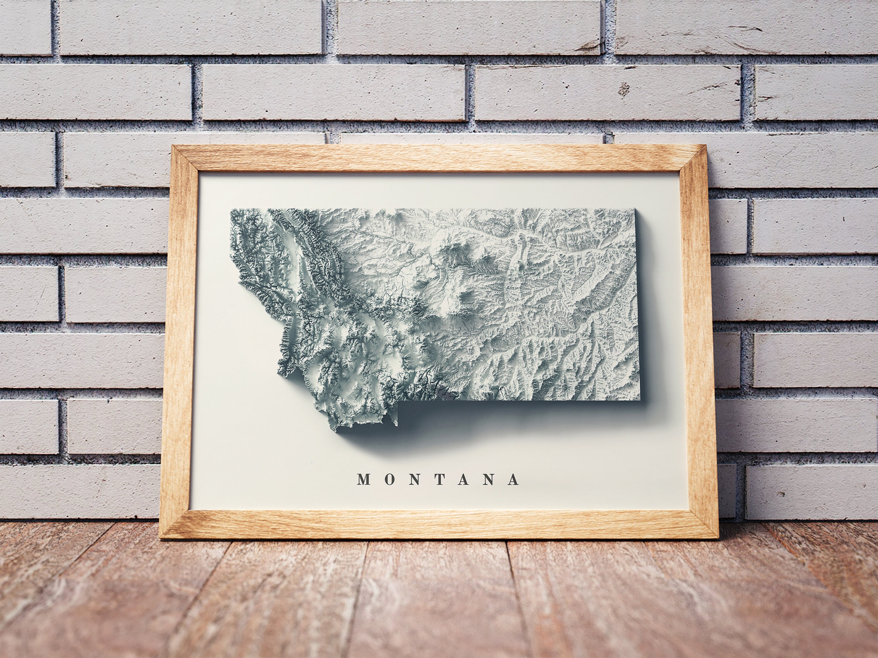 Montana Map set With Two Maps, Montana Relief Map, Montana Poster ...