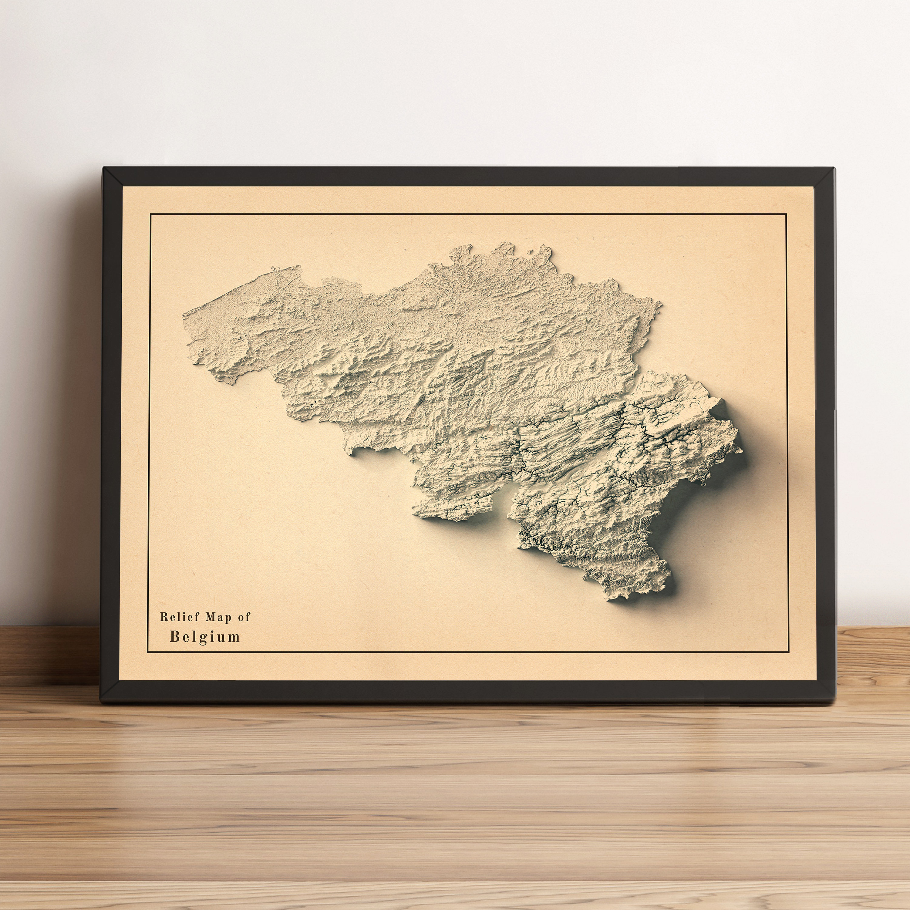 Belgium Map, Belgium Relief Map, Belgium Wall Decor, Belgium Minimalist Map, Belgium Poster 2D ...