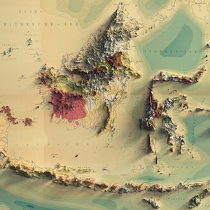 Indonesia Map (1914), Indonesia Relief Map, Indonesia Wall Decor ...