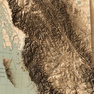 British Columbia (canada) Vintage Relief Map, Based on a 1899 Map ...