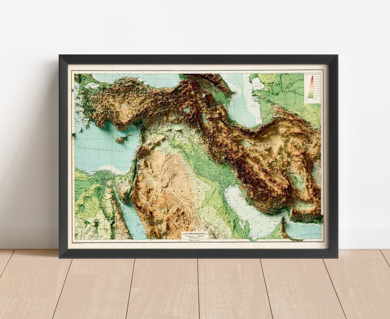 Middle East Vintage Relief Map, Based on 1916 Original | Persia Wall ...