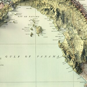 Panama Vintage Relief Map, Based on 1967 Original | Panama Wall Art ...