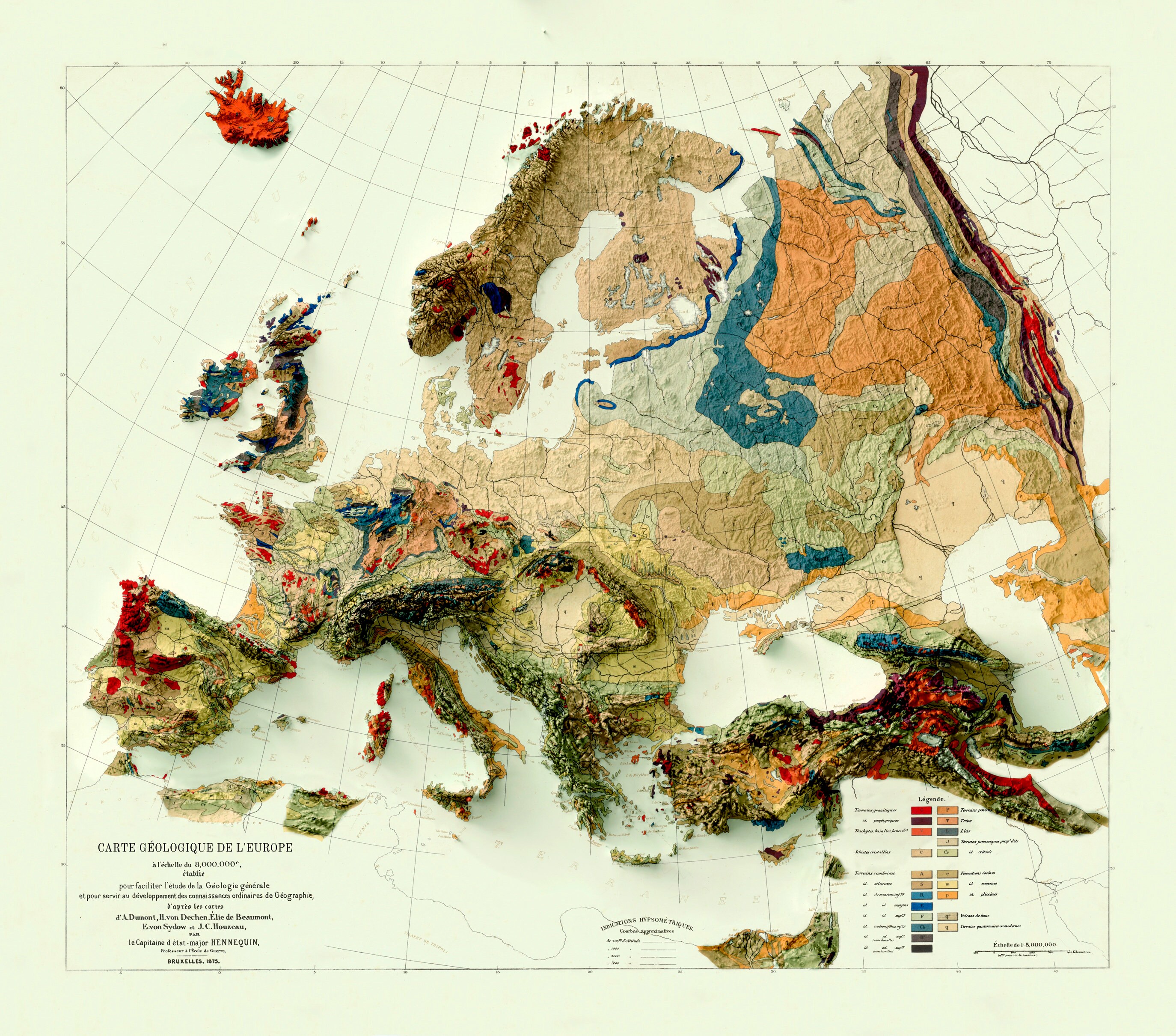 Europe Map Europe Relief Map Vintage Map of Europe - Etsy