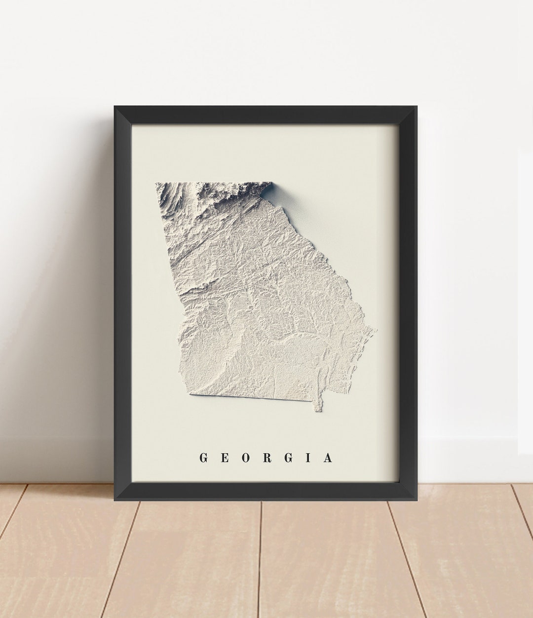 Georgia (USA) Minimalist Relief Map | Georgia Wall Art | Georgia Framed ...