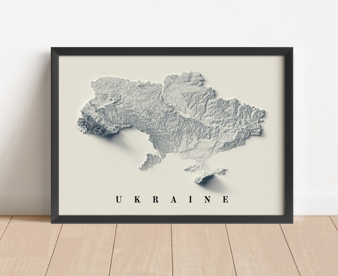 Ukraine Minimalist Relief Map | Ukraine Wall Art | Ukraine Framed Print ...