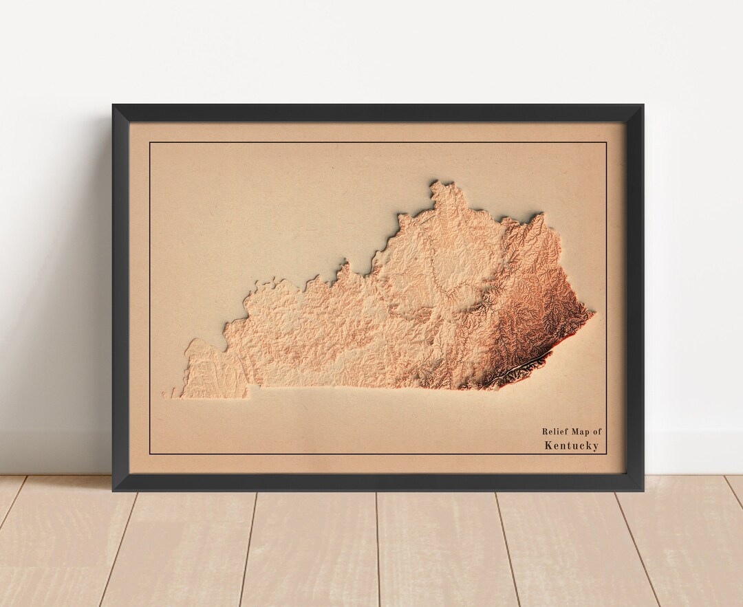 Kentucky Minimalist Relief Map | Kentucky Wall Art | Kentucky Framed ...