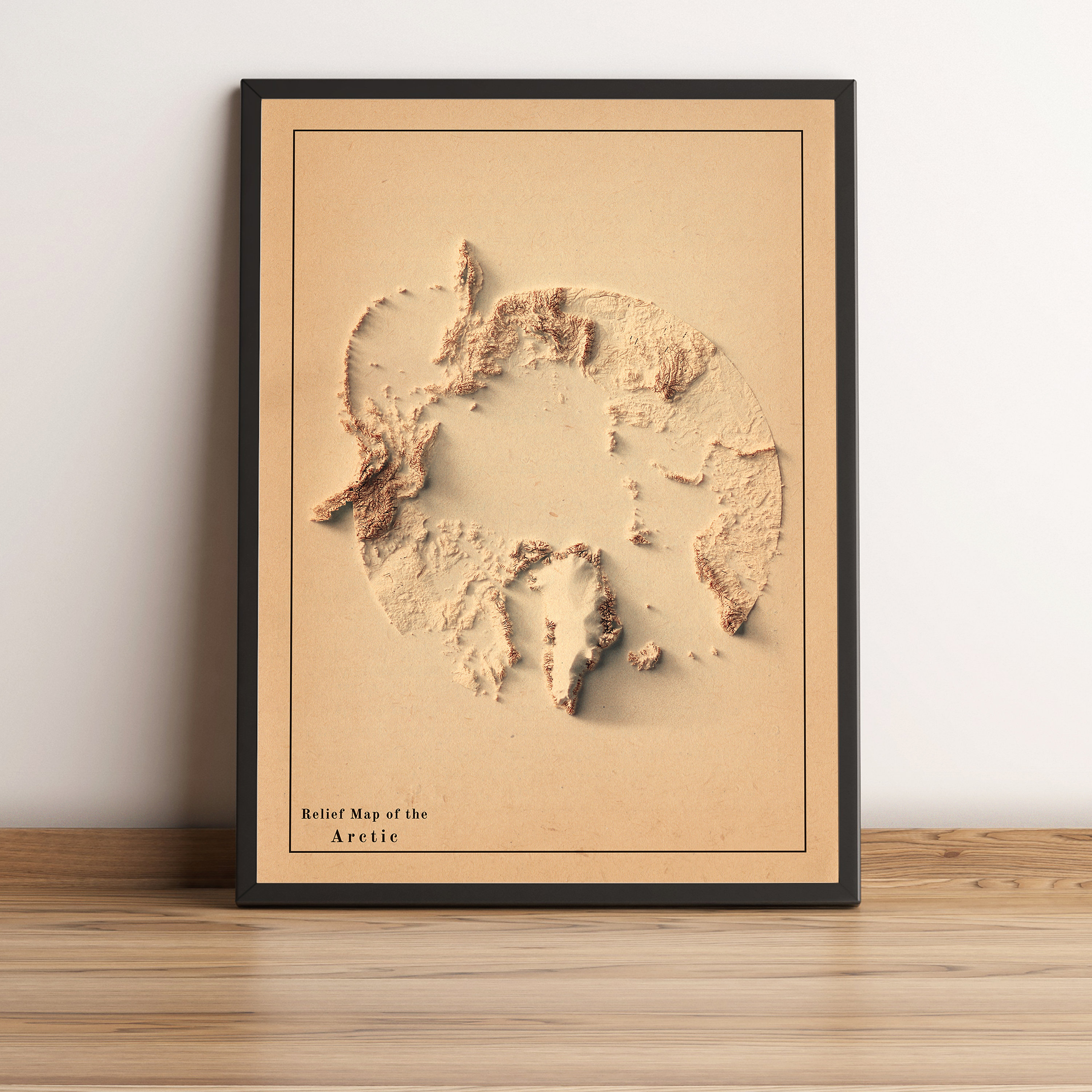 Arctic Map, Arctic Relief Map, Arctic Wall Decor, Arctic Minimalist Map ...