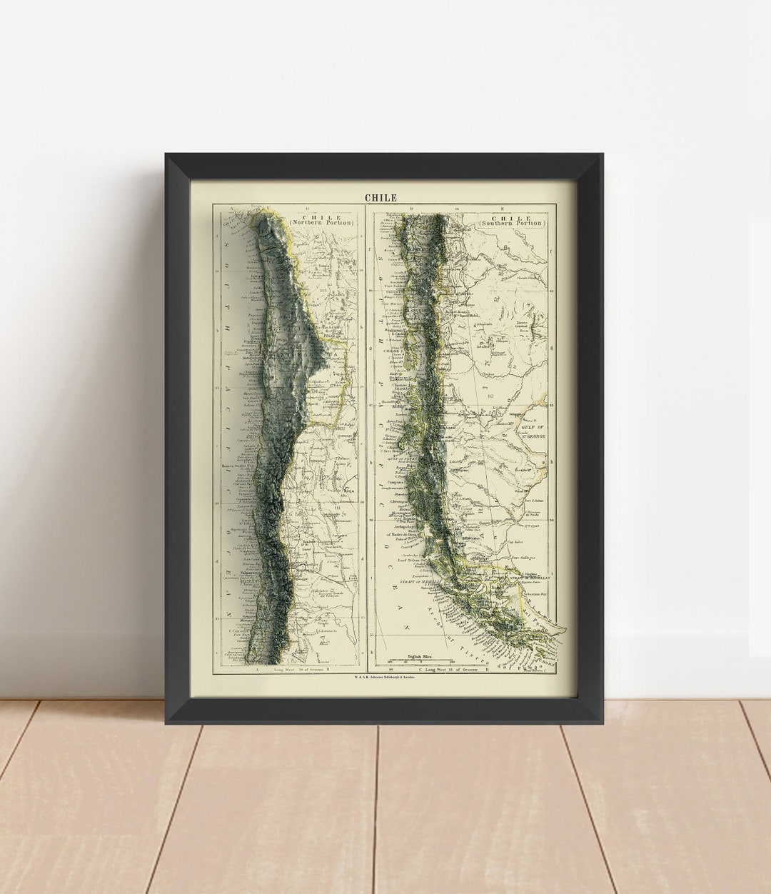 Chile Map (1892), Chile Relief Map, Chile Wall Decor, Chile Vintage Map ...