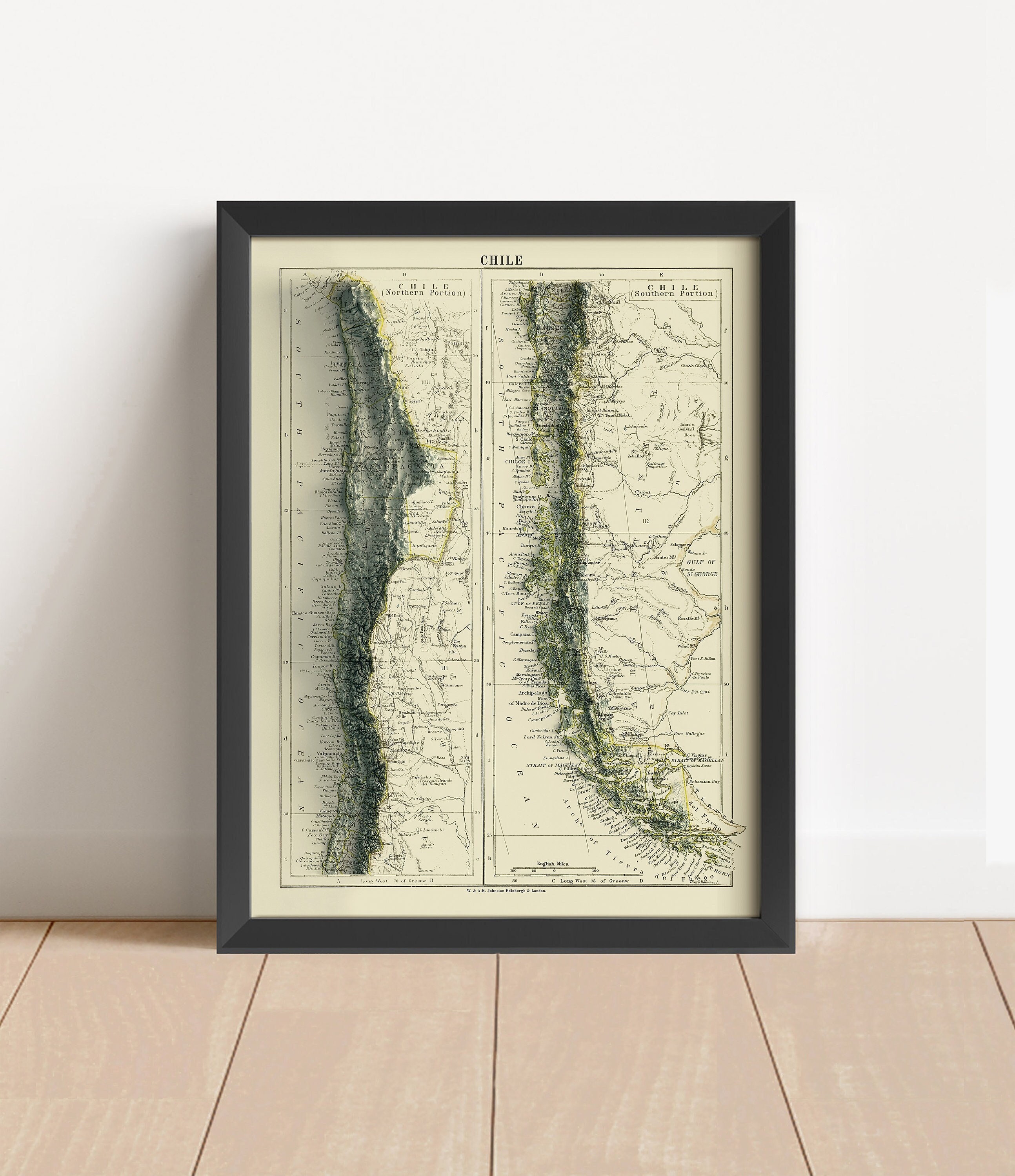 Chile Map 1892, Chile Relief Map, Chile Wall Decor, Chile Vintage Map ...