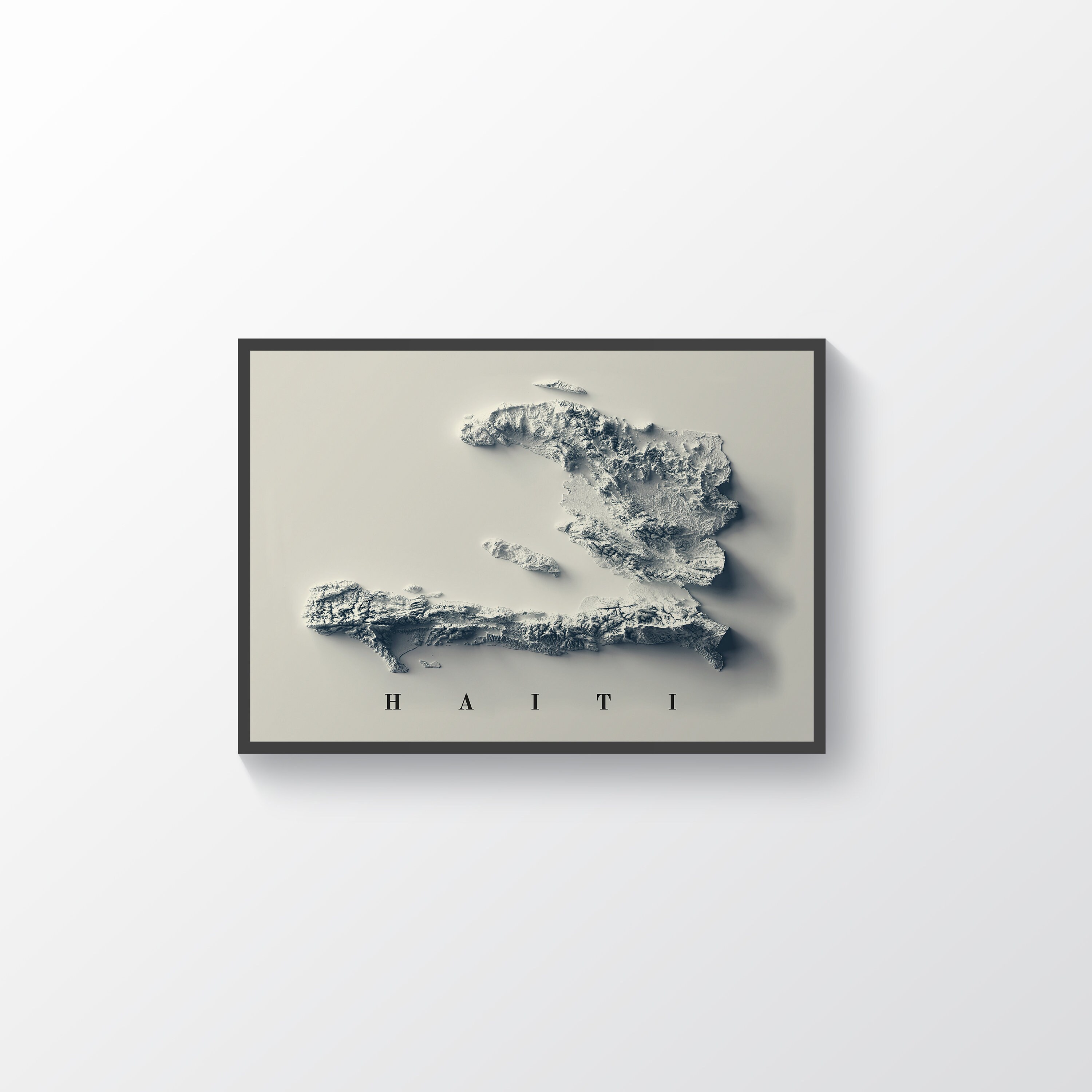 Haiti Minimalist Relief Map | Haiti Wall Art | Haiti Framed Print ...