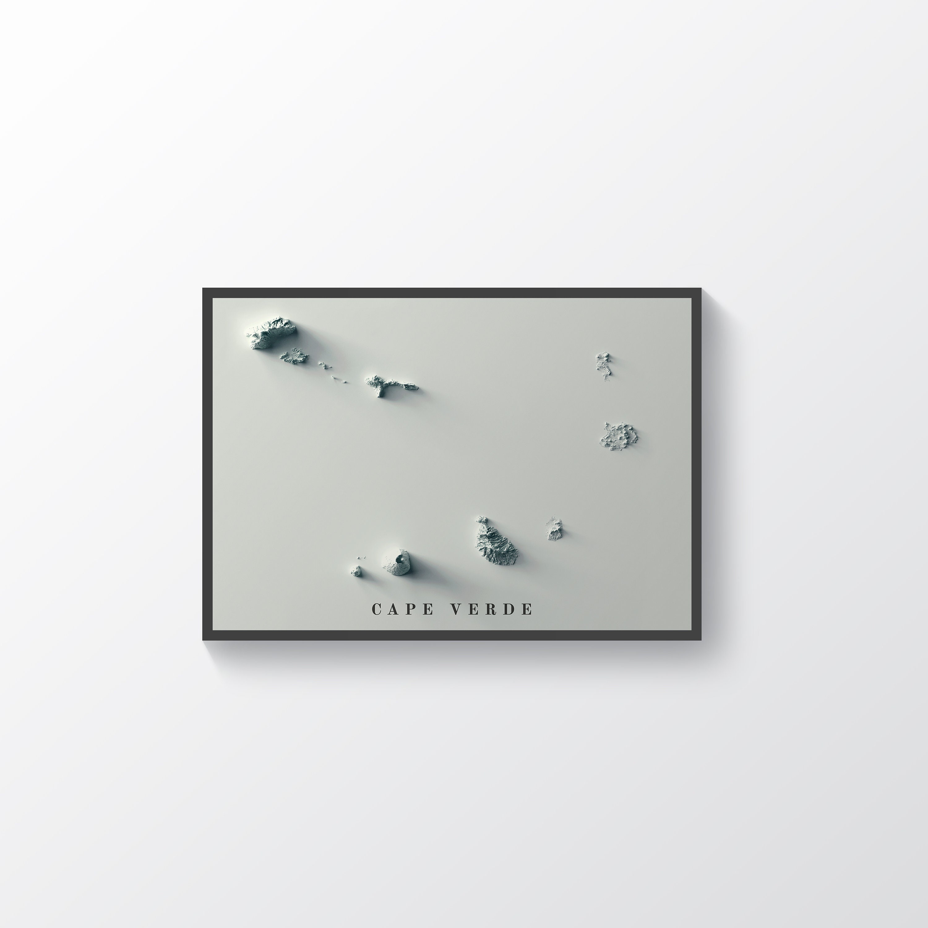 Cape Verde Minimalist Relief Map | Cape Verde Wall Art | Framed Cape ...