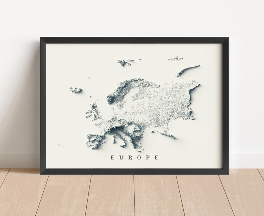 Europe Minimalist Relief Map | Europe Wall Art | Framed Europe Print ...