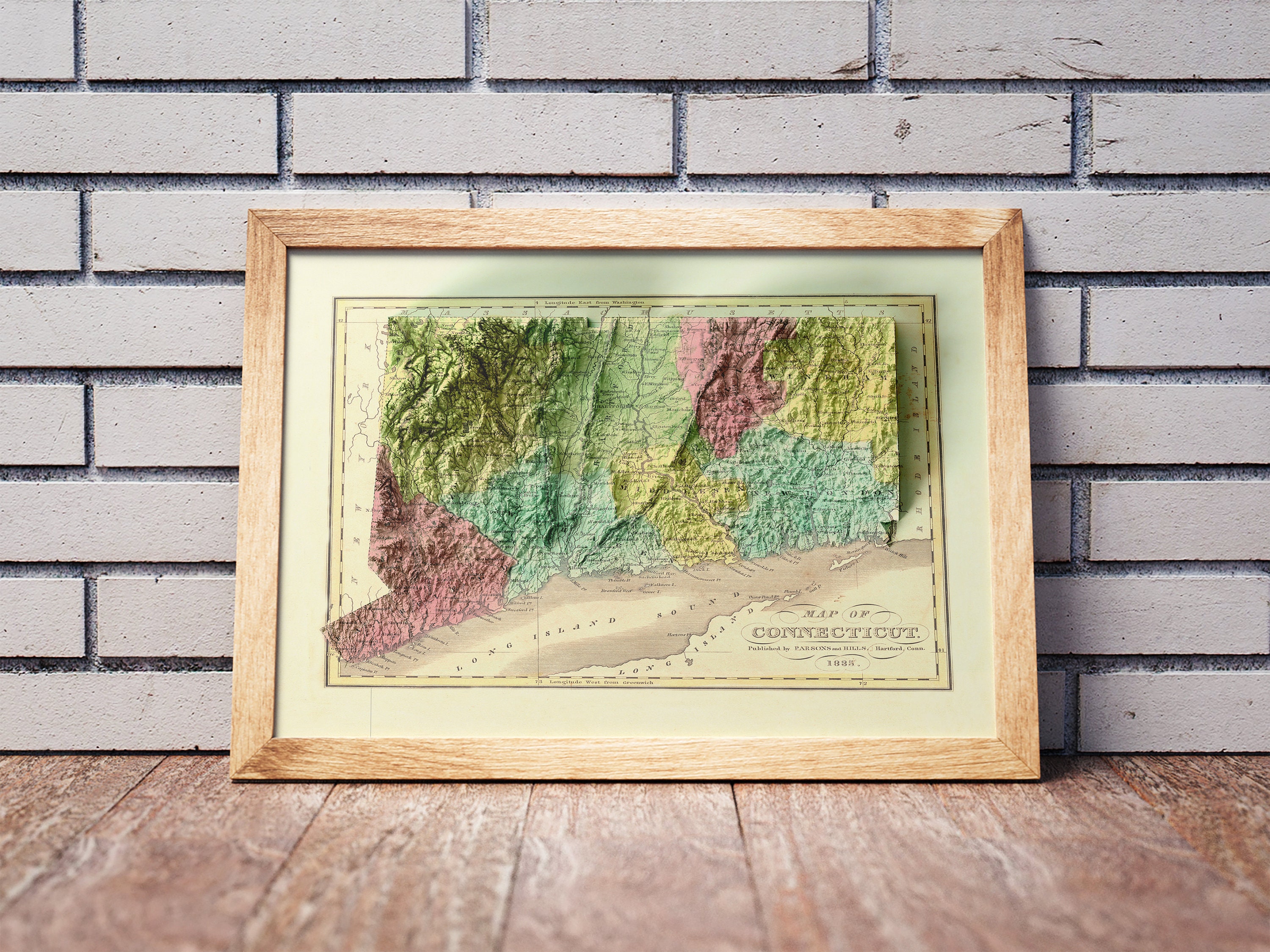 Connecticut Map Connecticut Relief Map Old Map of - Etsy