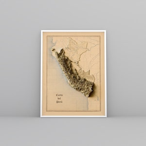 Peru Map (1850-1900), Peru Relief Map, Peru Wall Decor, Peru Vintage ...