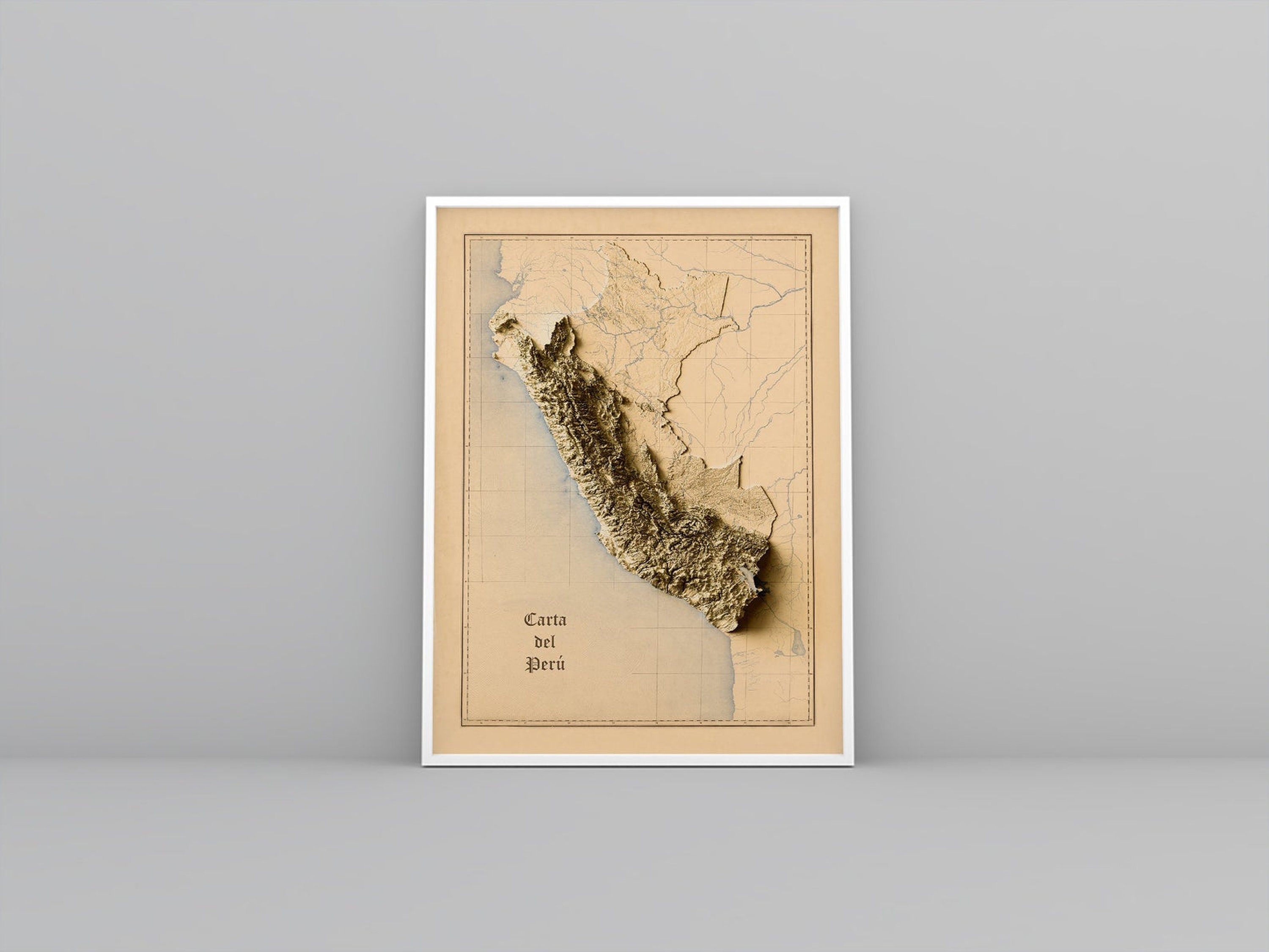 Peru Map 1850-1900, Peru Relief Map, Peru Wall Decor, Peru Vintage Map ...