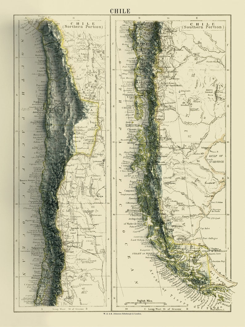 Chile Map, Chile Printable Map, Chile Shaded Relief Map, Chile Wall ...