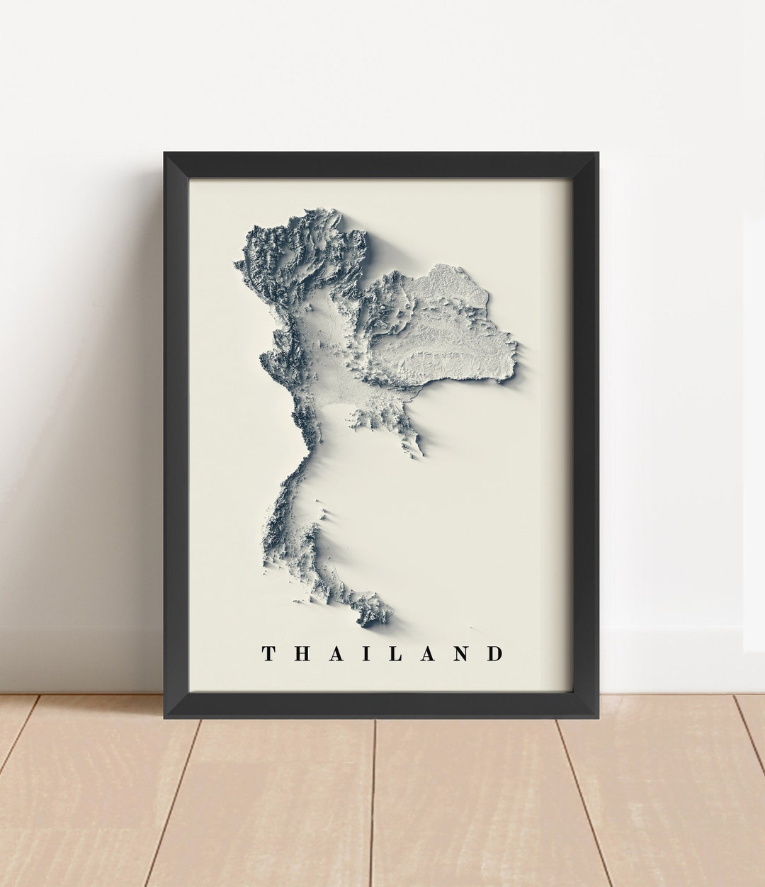 Thailand Map, Thailand Relief Map, Thailand Wall Decor, Thailand ...