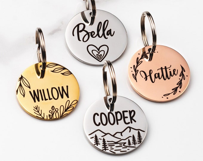 Cat Tag, Cat ID Tag, Small Pet Tag, Cat Name Tag, Microchipped Tag ...