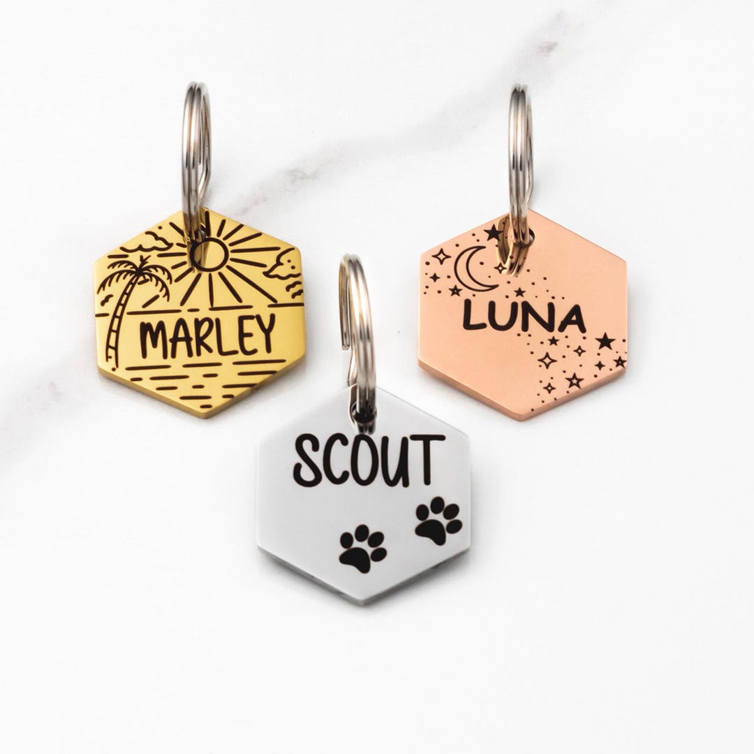 Hexagon Pet ID Tags for Dogs - Hexagon Dog Tag for Dogs - Etsy