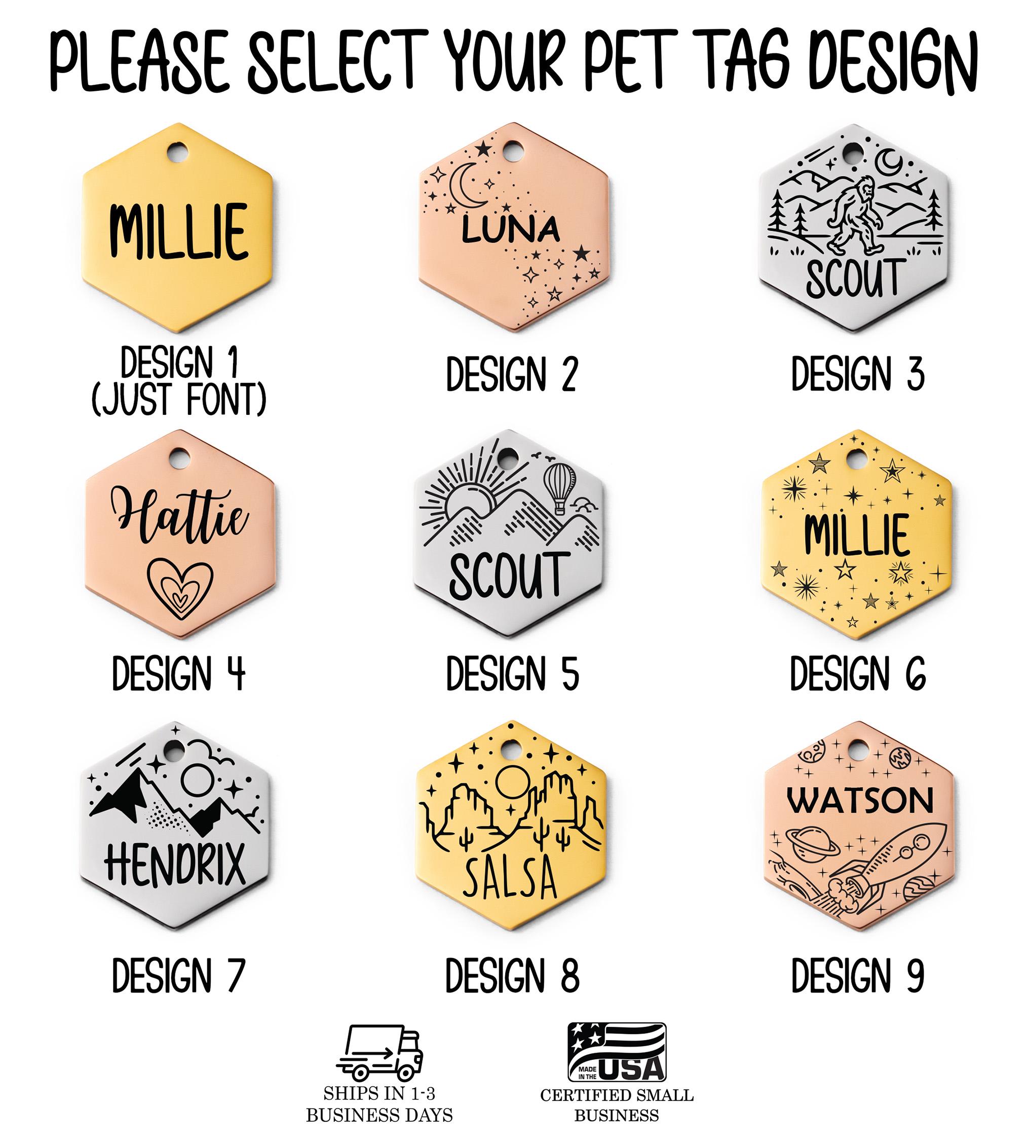 Hexagon Pet ID Tag: Engraved Stainless Steel Dog Tag - Etsy