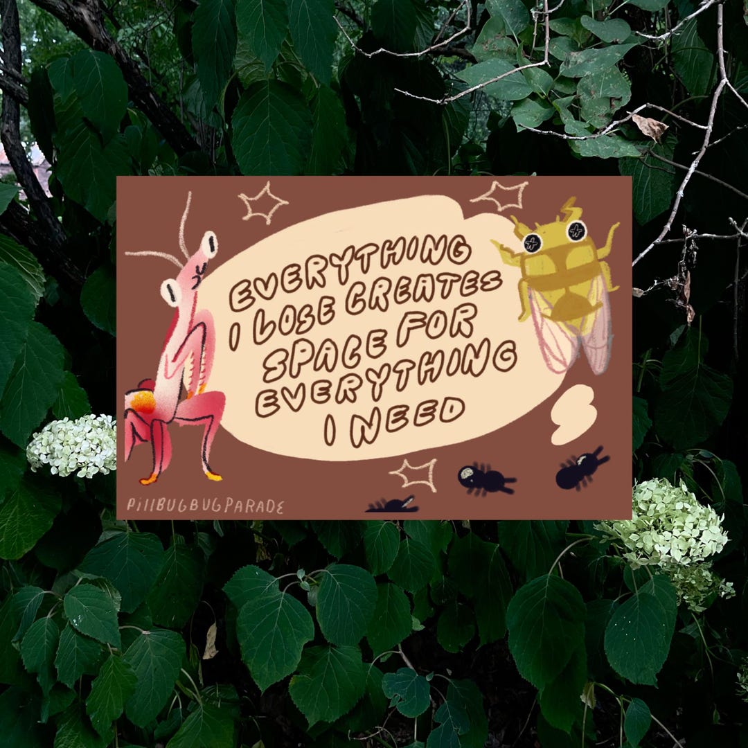 Bug Affirmation Sticker: Cicada & Mantis Art, Mental Health Reminder - Etsy