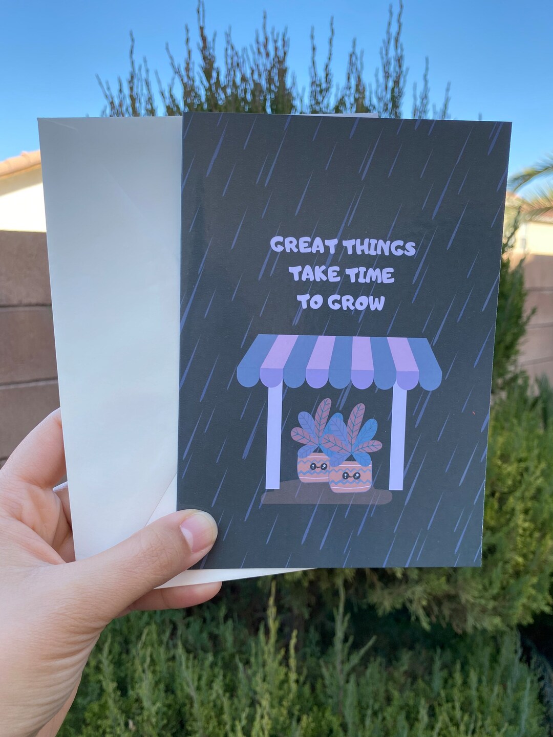 Great Things Take Time to Grow Card, Handmade, Greeting Card - Etsy