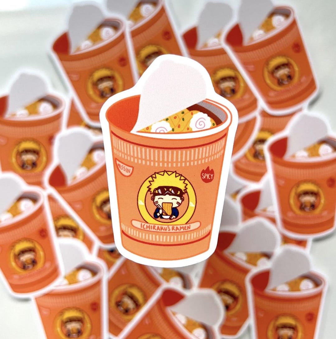Cute Ichi Ramen Fish Cake Sticker, Cup Noodle Sticker, Spicy Ramen ...