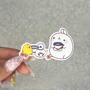 Cute Food Molang Stickers, Red Bean Molang, Peach Molang, Pancake ...