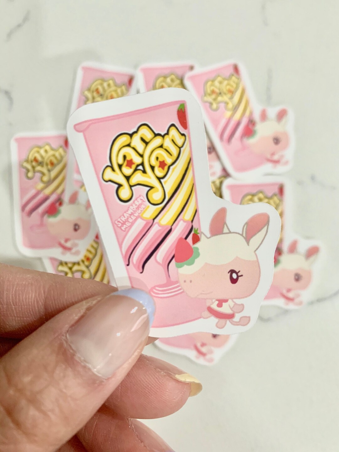 Cute Yan Yan X Meringue Sticker, Animal Crossing Sticker, Strawberry ...