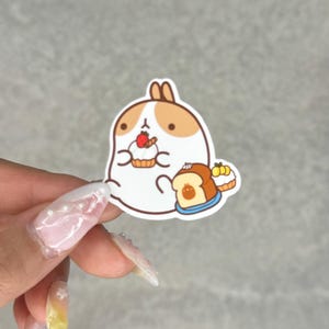 Cute Food Molang Stickers, Red Bean Molang, Peach Molang, Pancake ...