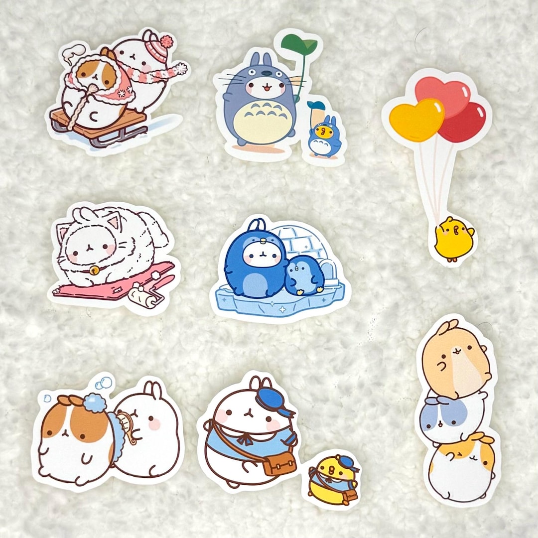 Cute Molang Stickers, Skating Molang, Igloo Molang, Painting Molang ...