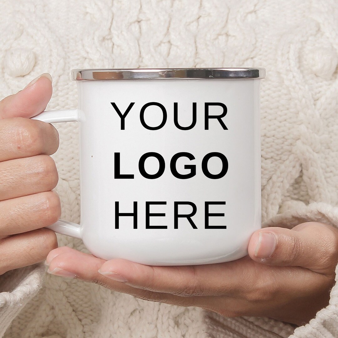 Logo Enamel Mug / Company Logo Camp Mug / Wedding Logo Mugs / Custom ...