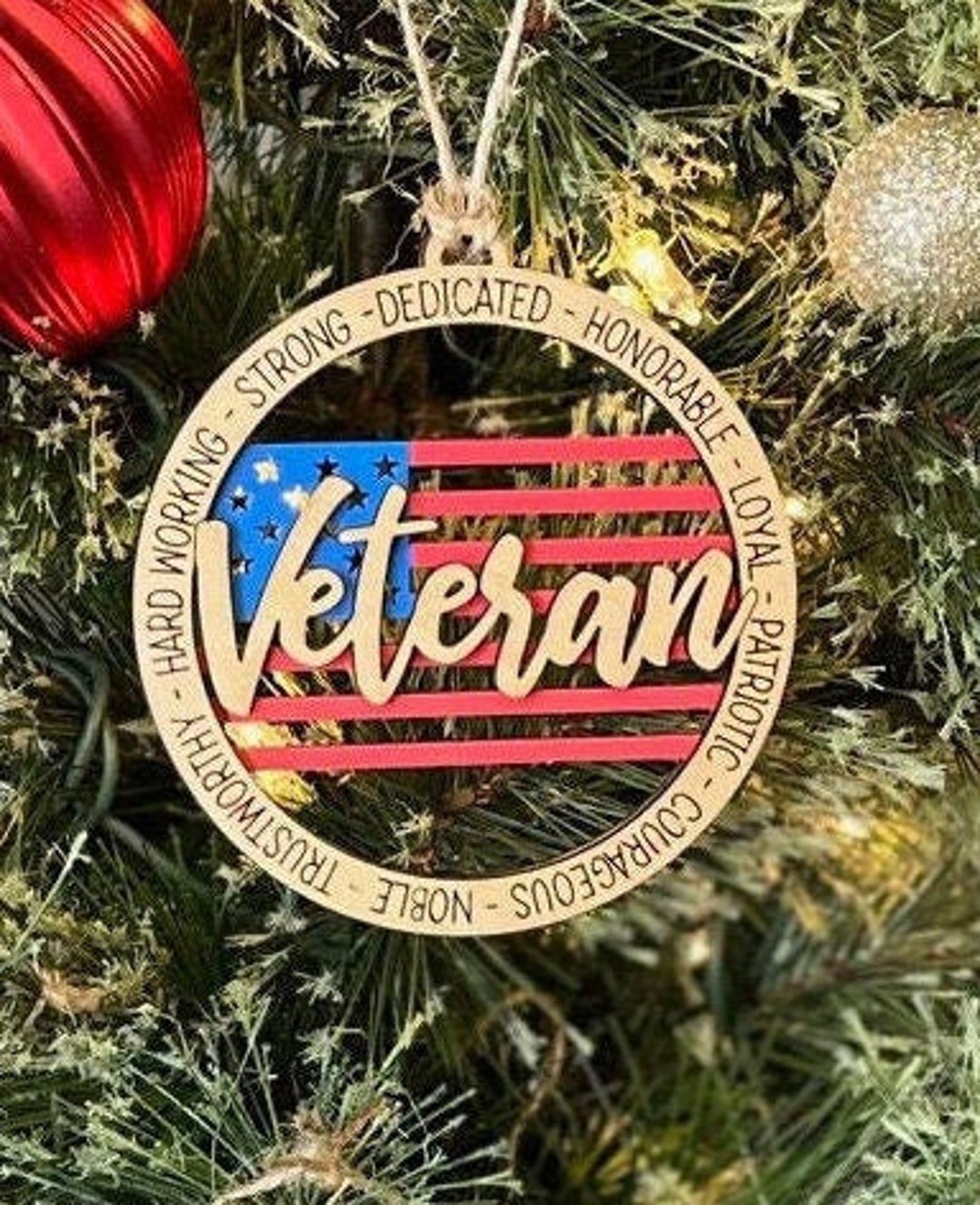 Double Sided Veteran Christmas Ornament/ Veteran Christmas Ornaments ...