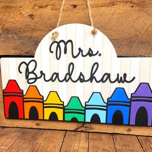 Personalized Teacher Crayon Door or Wall Sign, Classroom Sign, 3D ...